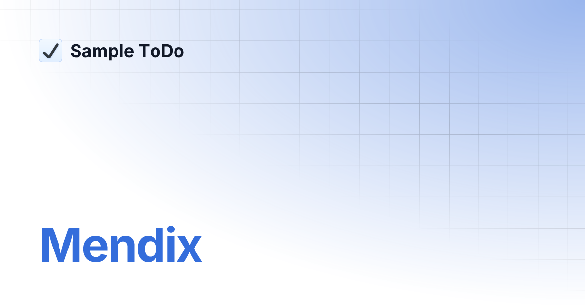 Mendix | Sample ToDo