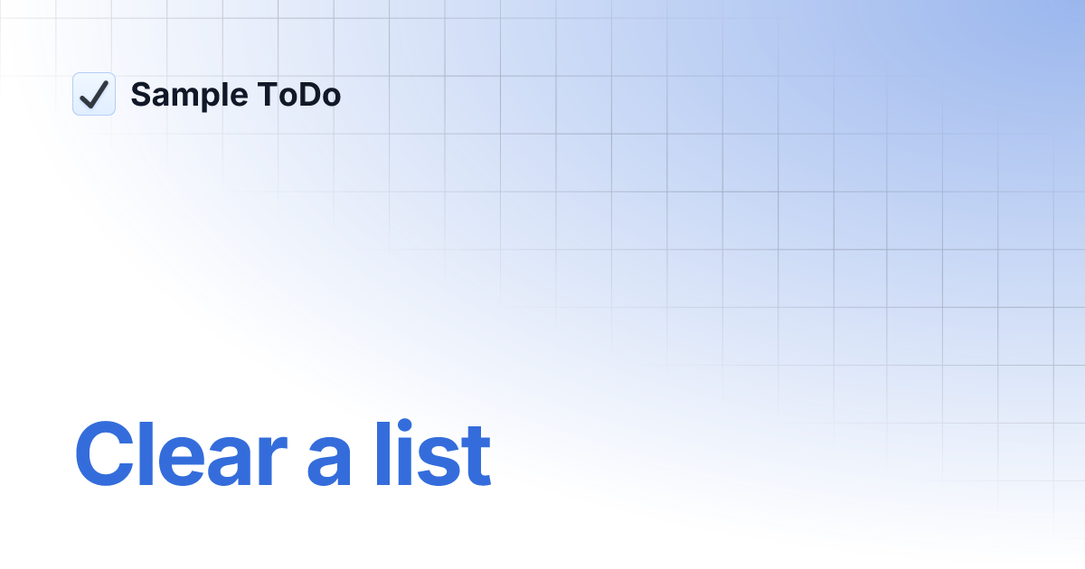 Clear a list | Sample ToDo