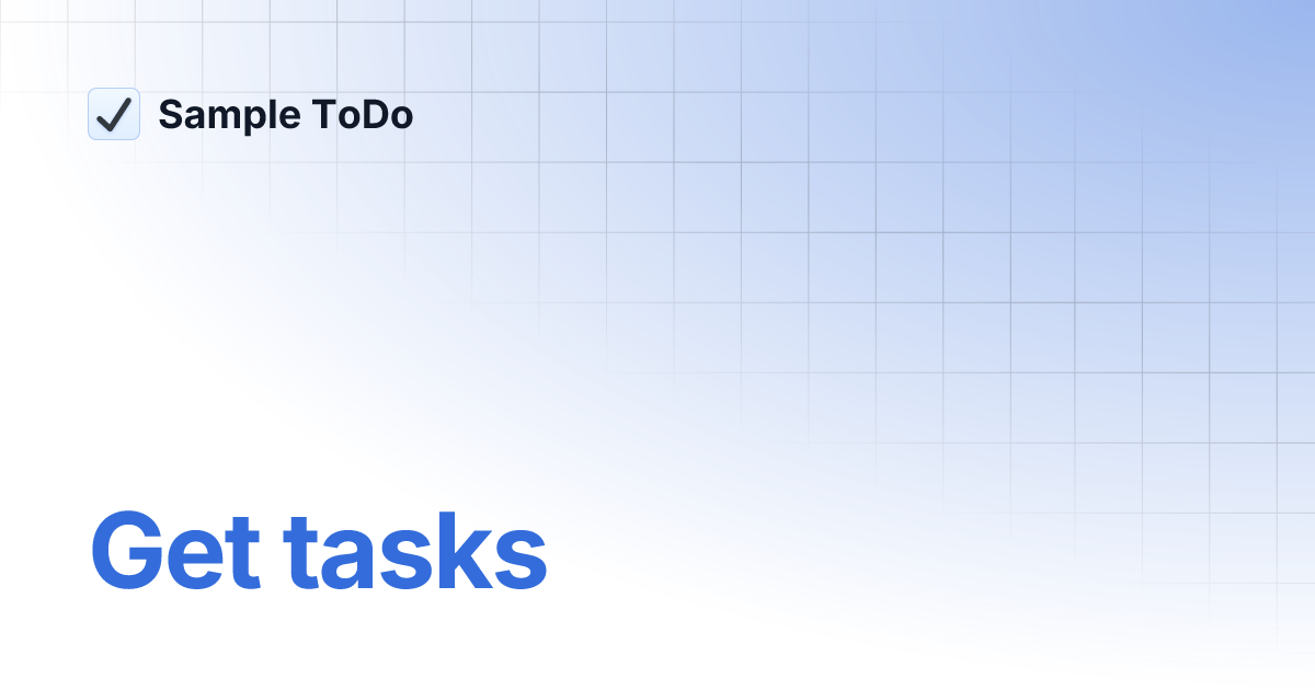 Get tasks | Sample ToDo