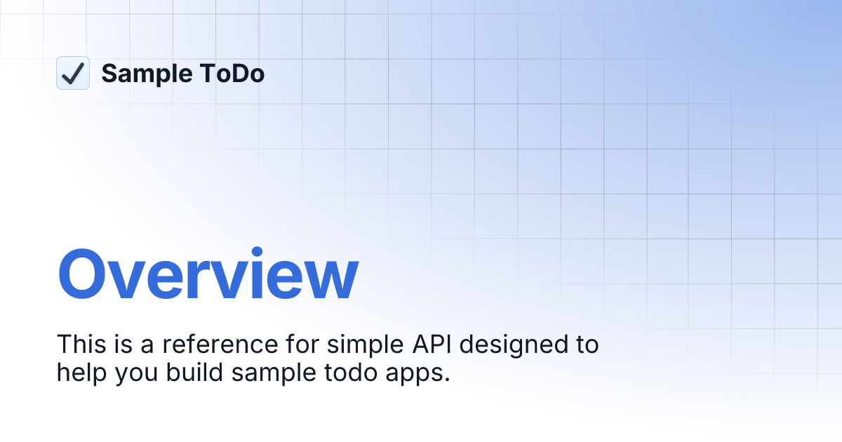 Overview | Sample ToDo