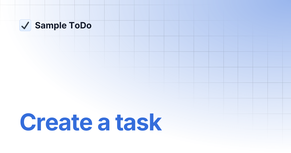 Create a task | Sample ToDo